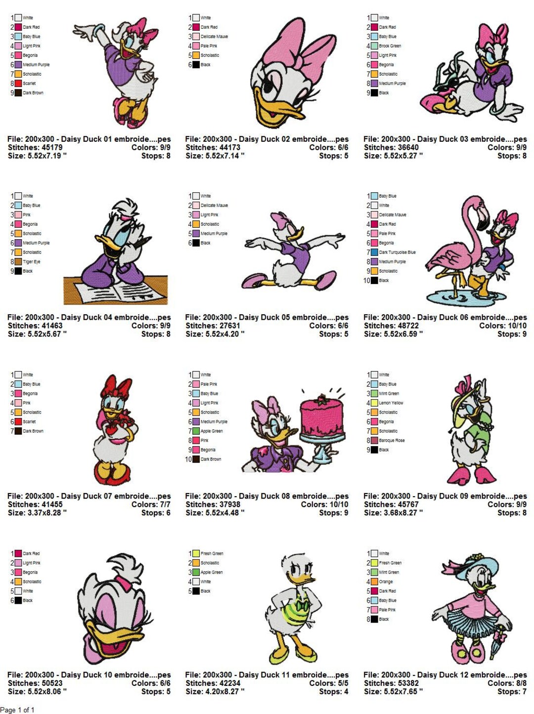 Daisy Duck Embroidery Design Bundle 74 - Etsy