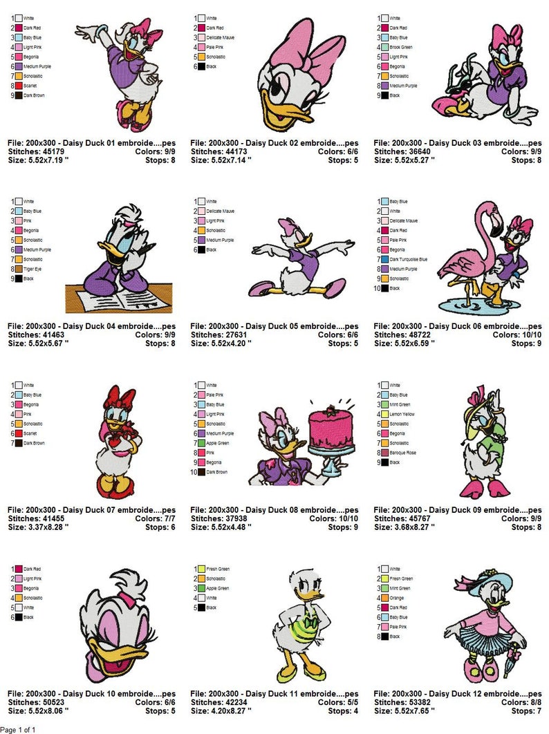 Daisy Duck Embroidery Design Bundle 74 - Etsy