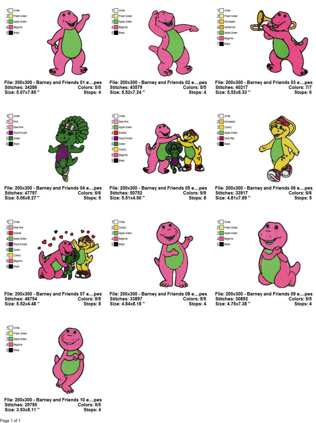 Barney and Friends Embroidery Design Bundle 44 - Etsy Canada