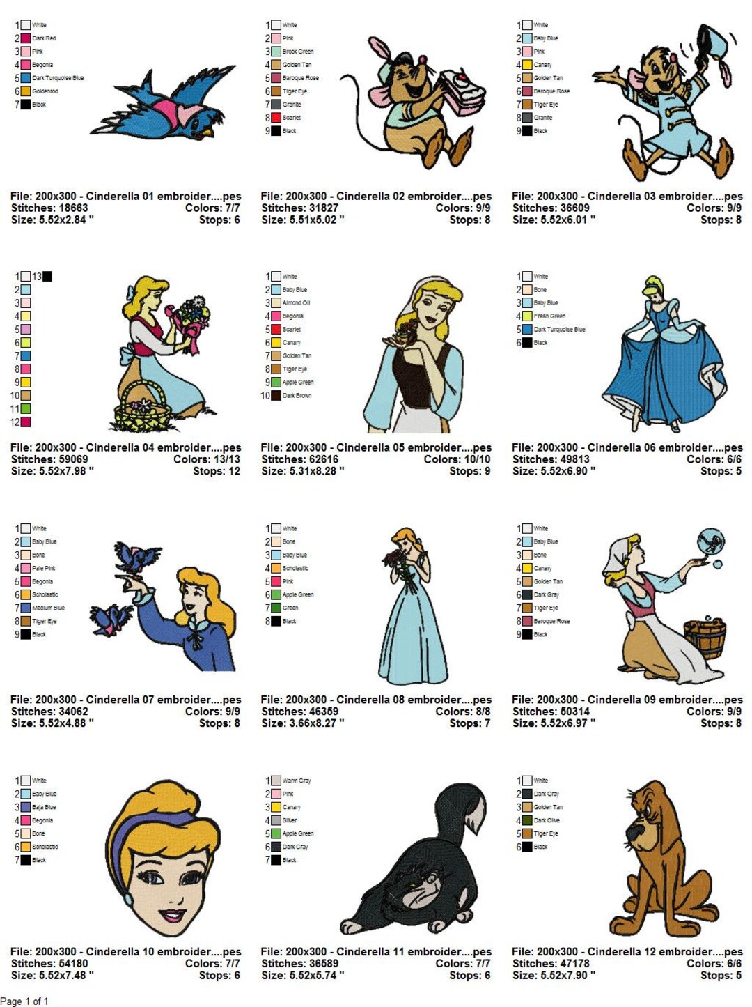 Cinderella Embroidery Design Bundle 66 - Etsy