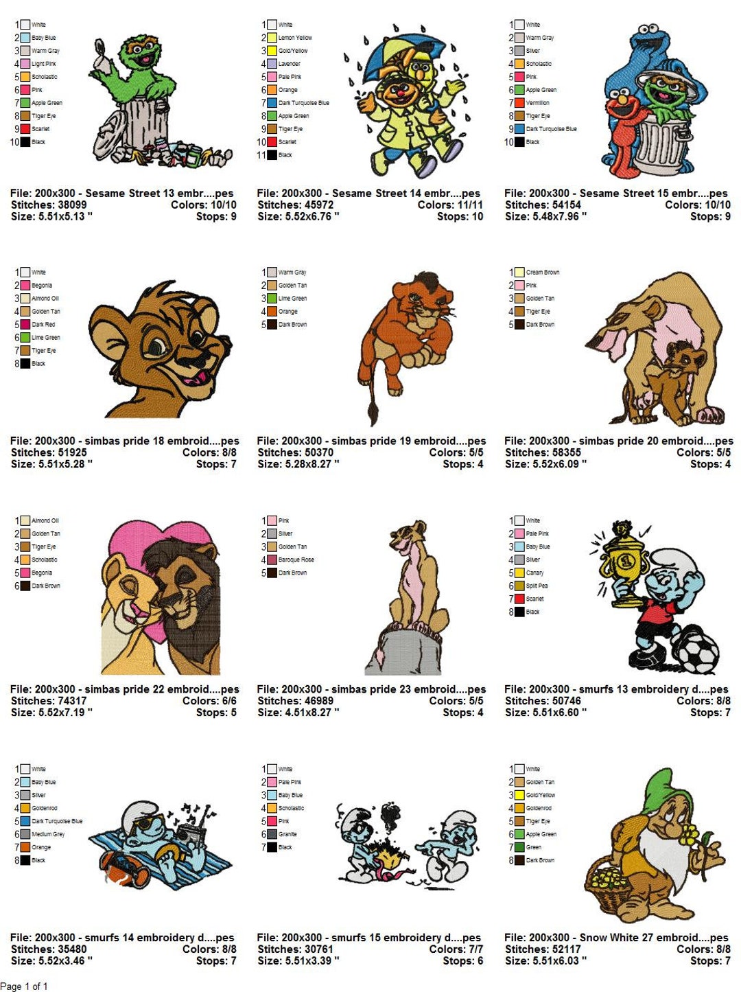 Cartoon Disney Embroidery Design Bundle 234 - Etsy