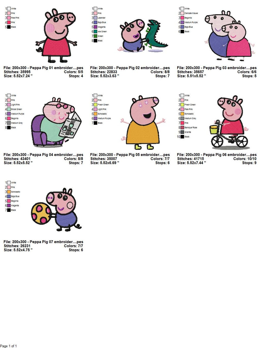 Peppa Pig Embroidery Design Bundle 150 - Etsy UK