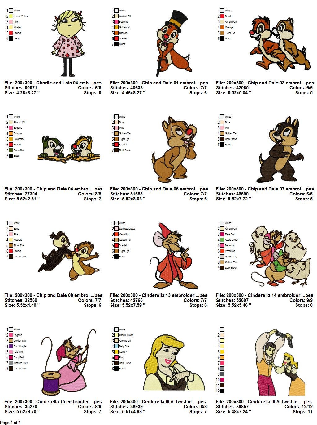 Cartoon Disney Embroidery Design Bundle 225 | Etsy