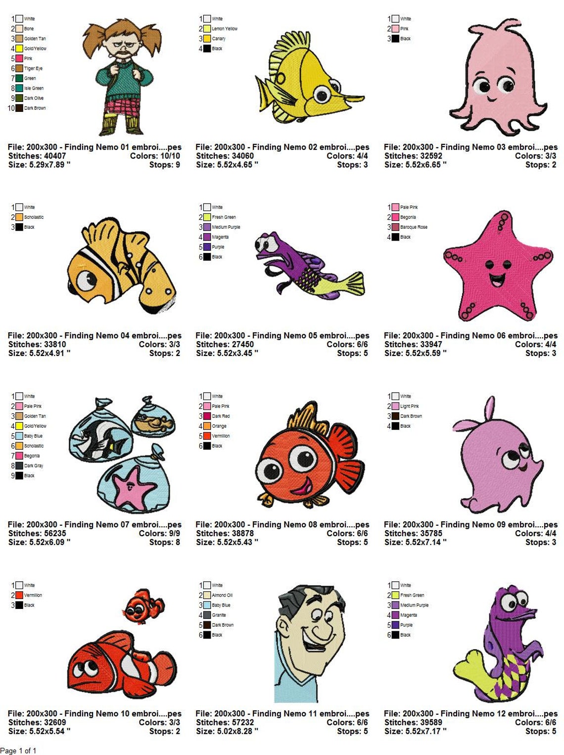 Finding Nemo Embroidery Design Bundle 102 - Etsy