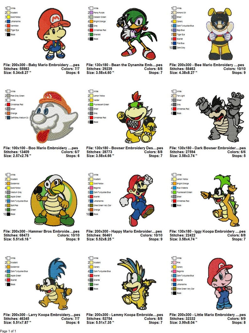 Super Mario Embroidery Design Bundle 178 - Etsy