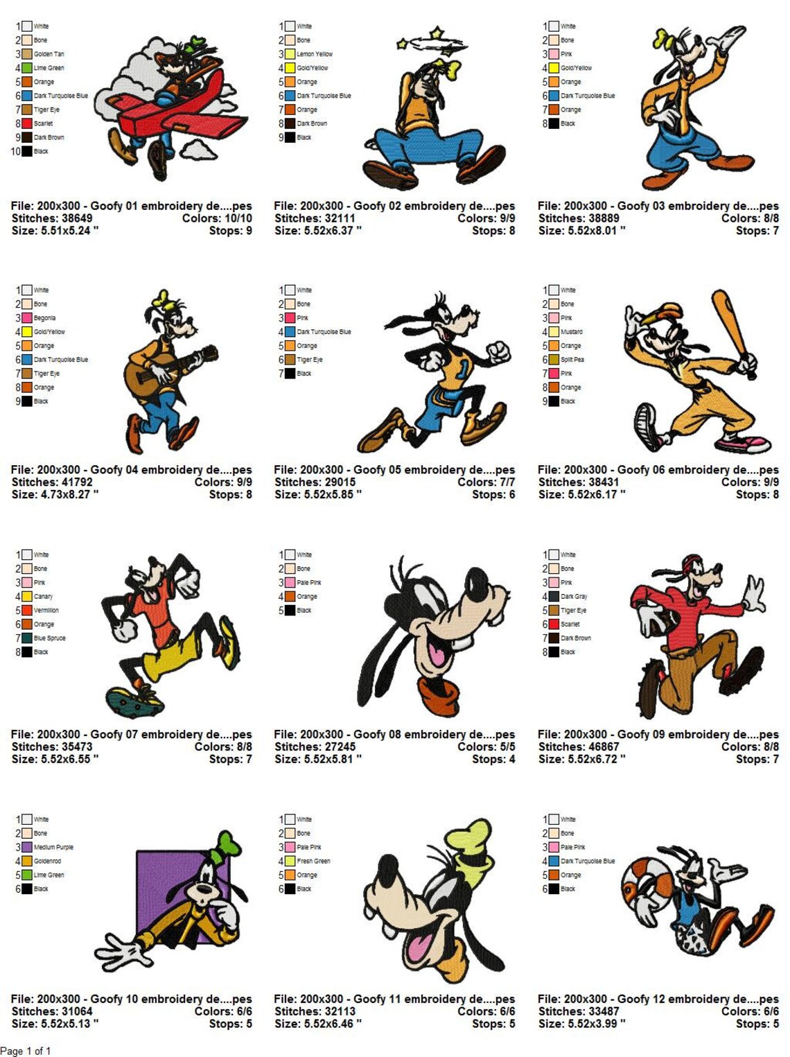 Goofy Embroidery Design Bundle 110 - Etsy