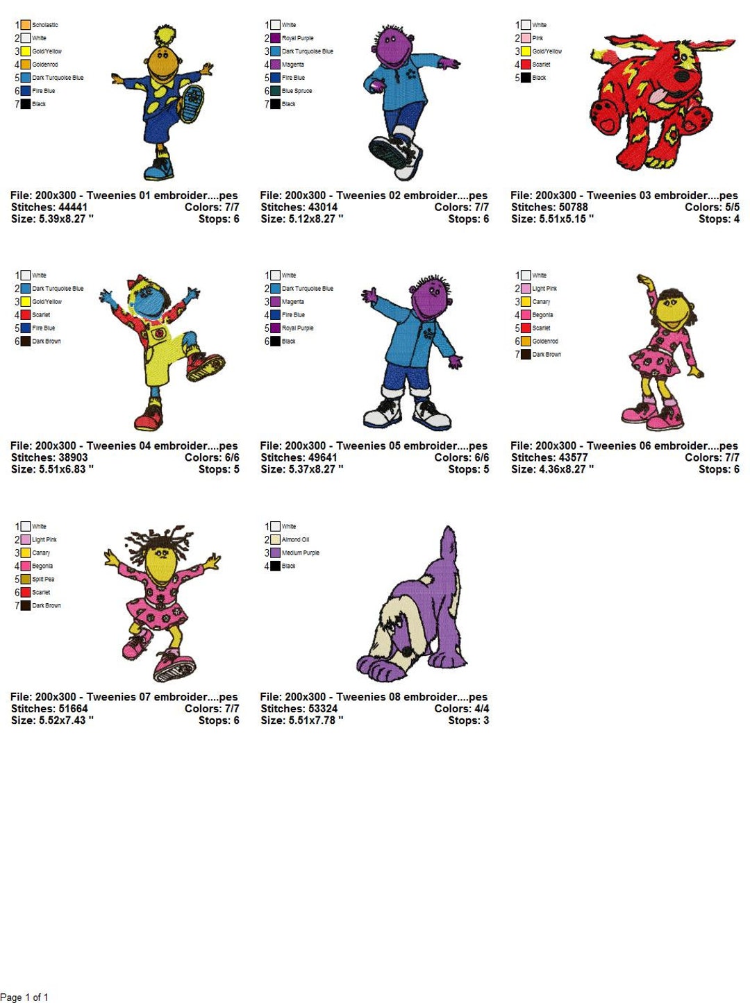 Tweenies Embroidery Design Bundle 206 - Etsy