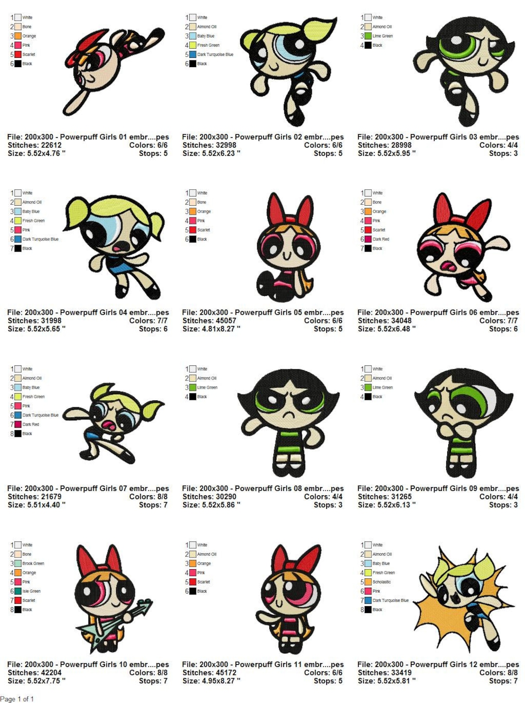 Powerpuff Girls Embroidery Design Bundle 154 - Etsy Australia