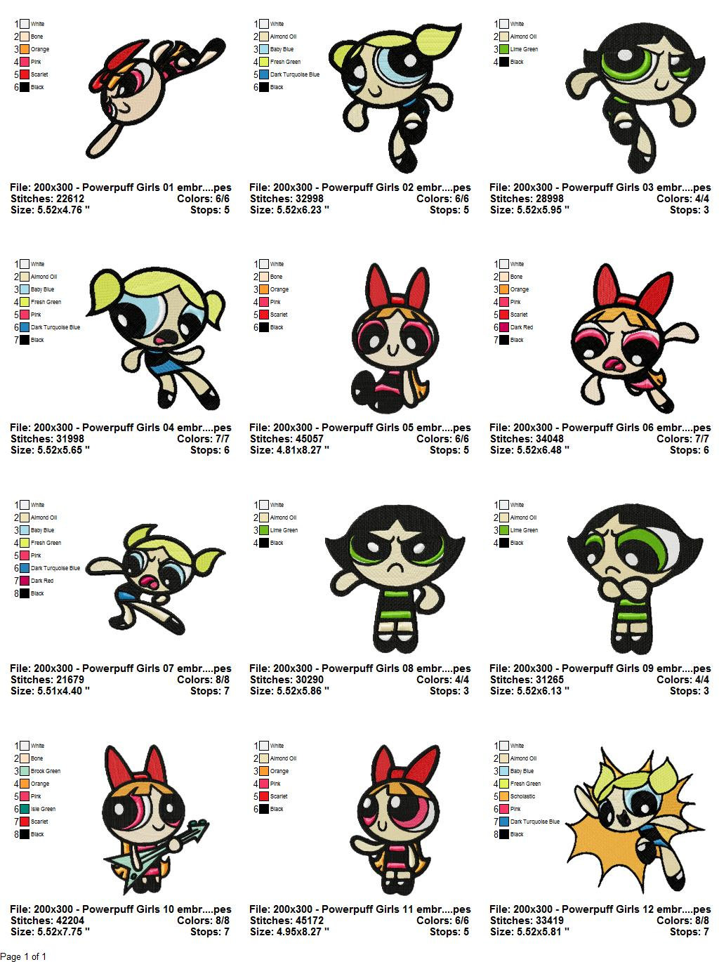 Powerpuff Girls Embroidery Design Bundle 154 | Etsy