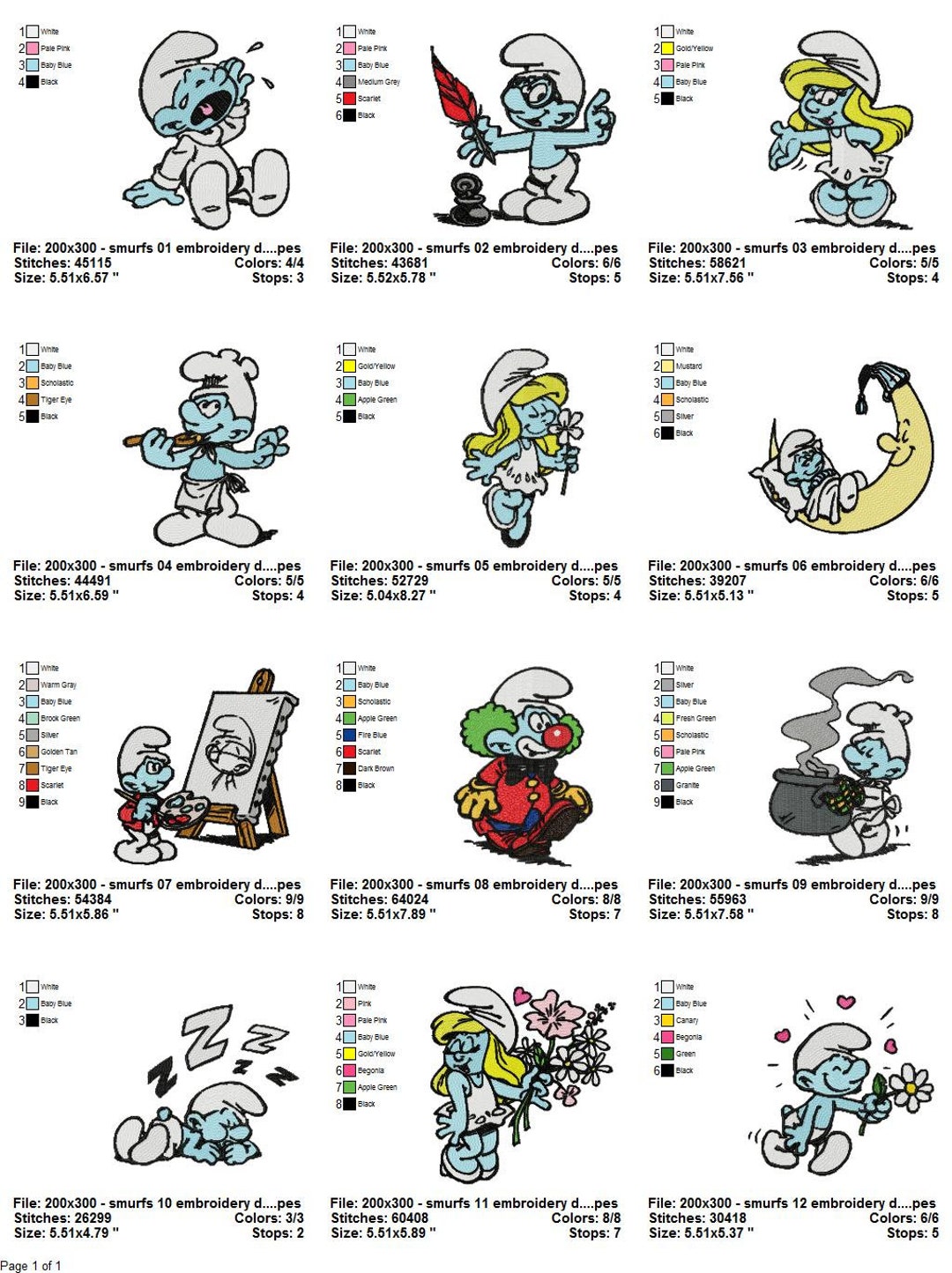 Smurfs Embroidery Design Bundle 165 - Etsy
