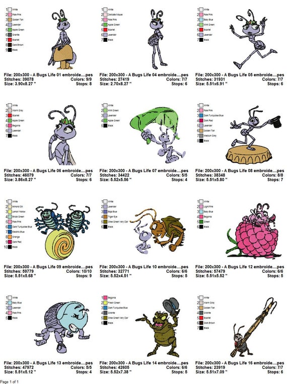 A Bugs Life Embroidery Design Bundle 9 | Etsy