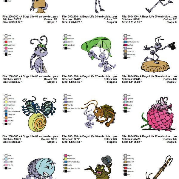 Pes File for Embroidery Bundle Bugs - Etsy