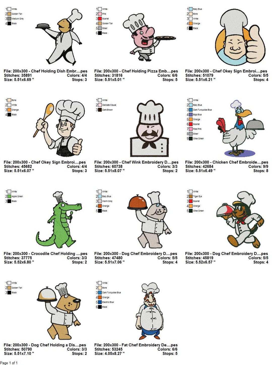 Chef Embroidery Design Bundle 62 - Etsy