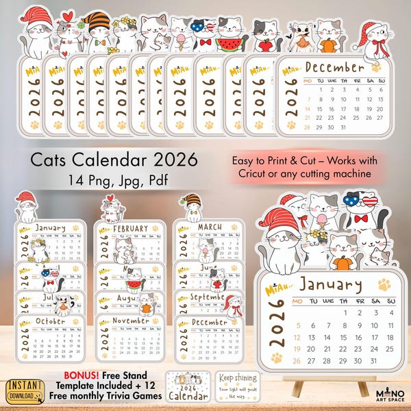 2026 Cat Calendar - Etsy