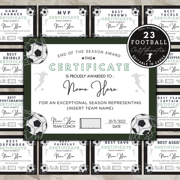 Football Certificate - Etsy