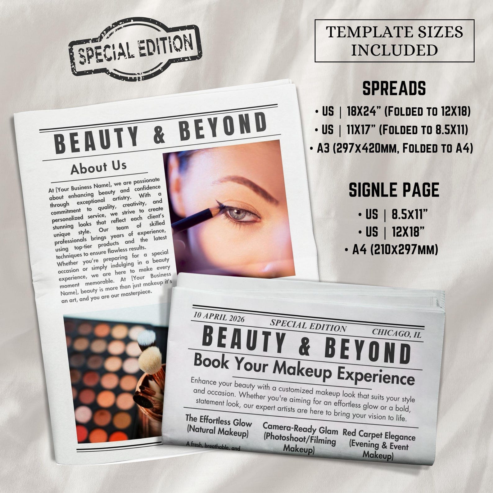 Editable Business Newspaper Template, Beauty Salon Announcement (canva ...