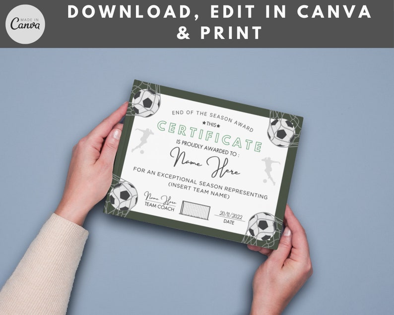 Editable Soccer Certificates Template, Team Awards (canva) - Etsy