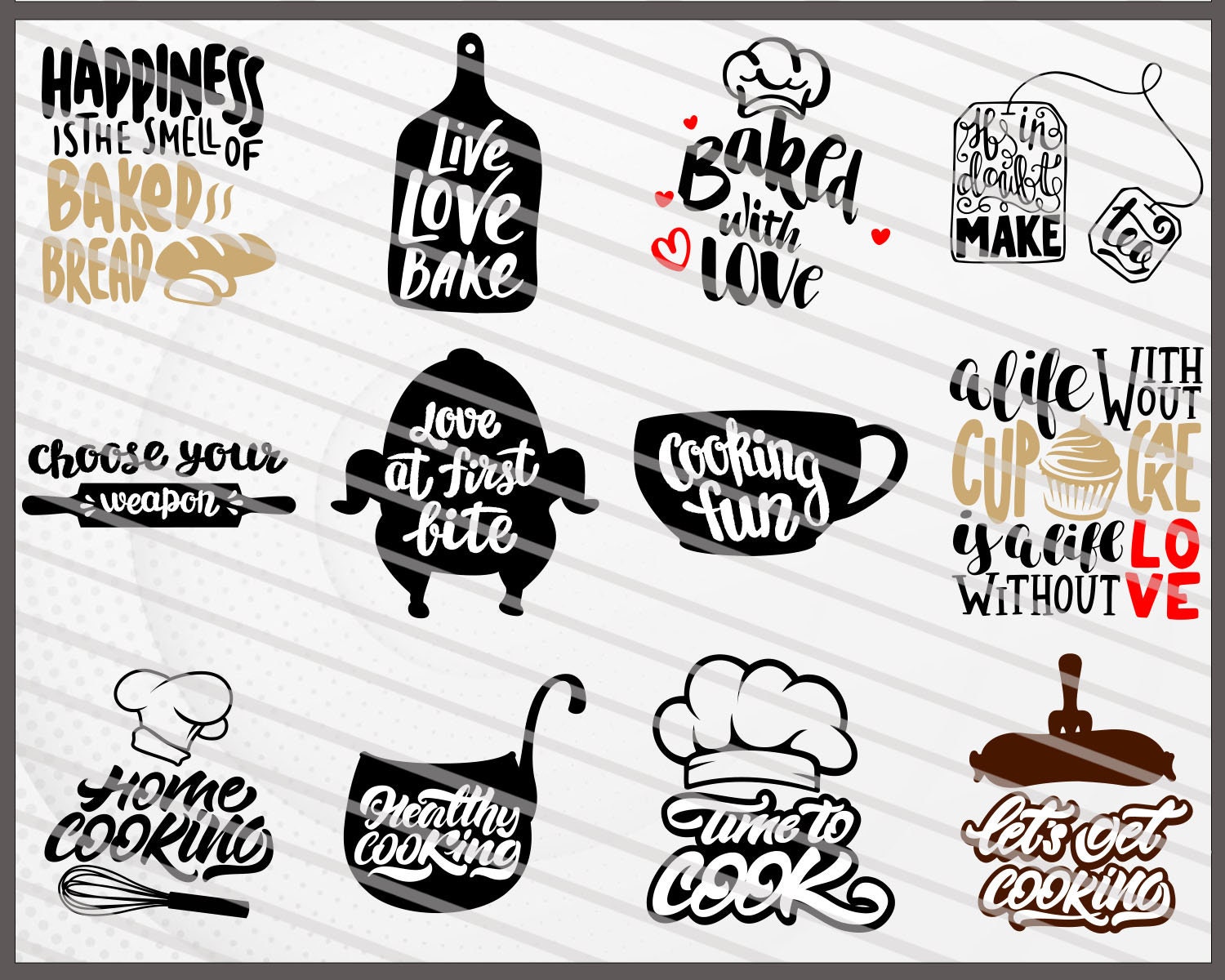 Kitchen Svg Bundle Kitchen Quote Cut File Svg Quotes Chef | Etsy