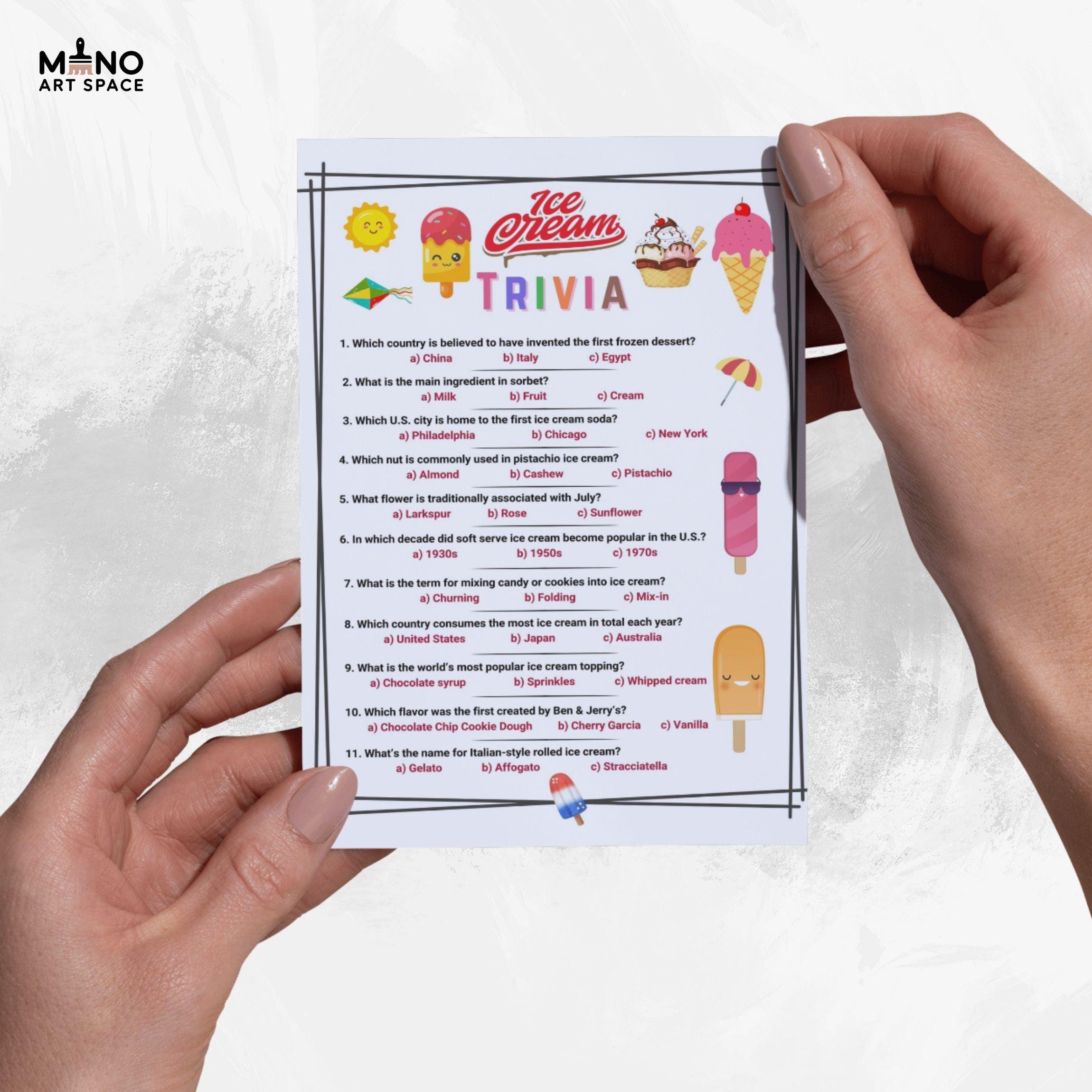 Ice Cream Trivia Game Bundle | Summer Party Games (printable PDF & JPG ...
