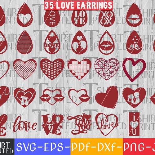 Valentine Love Earring Svg Earring Svg Valentine's Day - Etsy