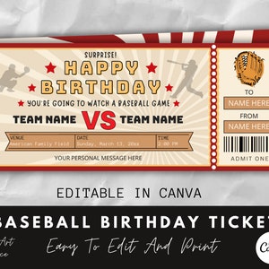 Editable Baseball Tickets, Baseball Custom Tickets, Printable Baseball ...