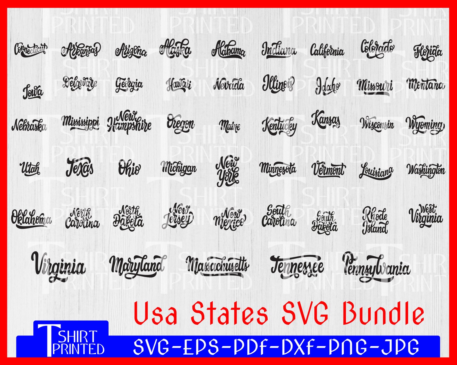 50 American States Bundle Svg 50 States Svg 50 States | Etsy