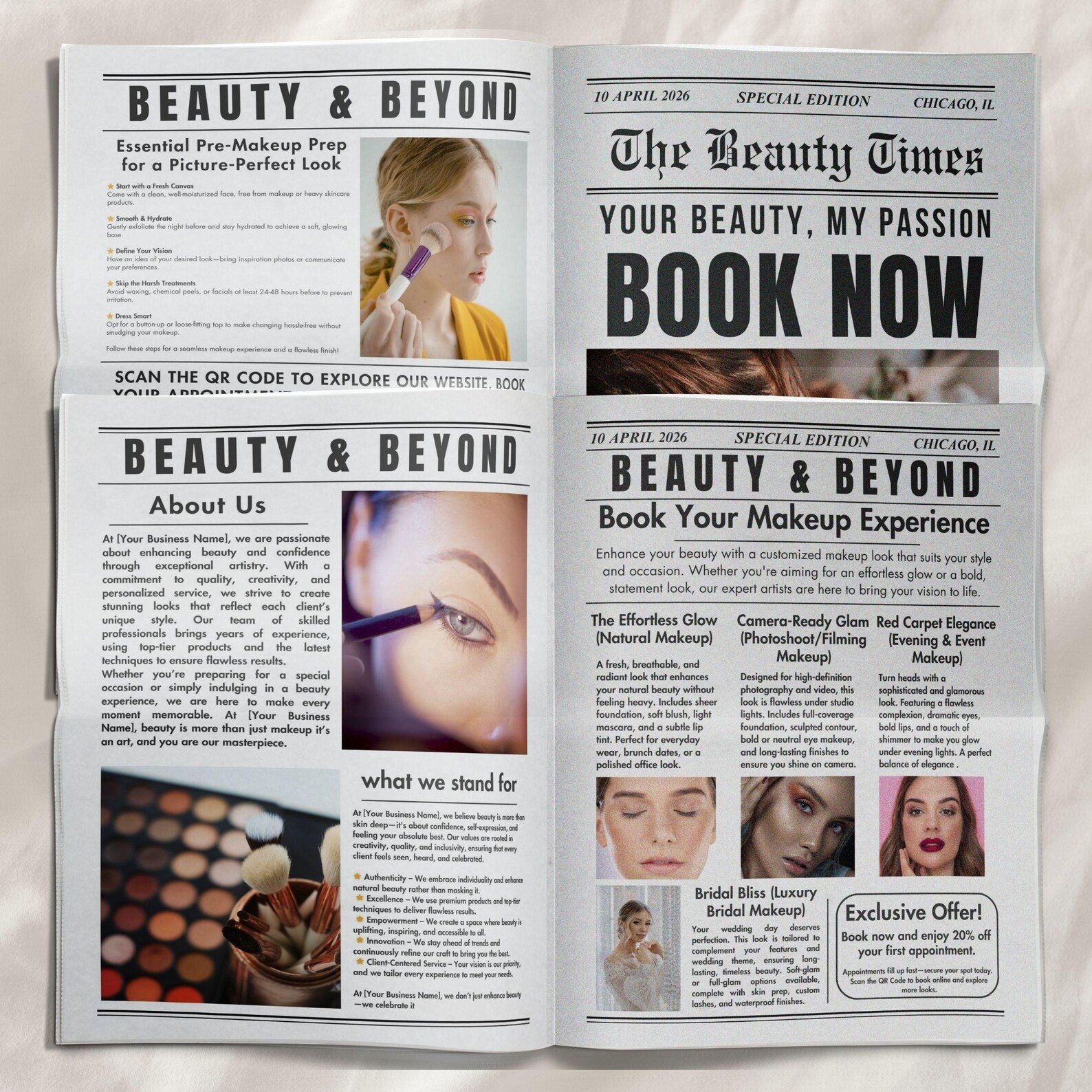 Editable Business Newspaper Template, Beauty Salon Announcement (canva ...