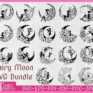 Moon Bundle Svg Moon Fairy Moon Phase Svg Moon Star | Etsy