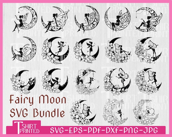 Moon Bundle Svg Moon Fairy Moon Phase Svg Moon Star | Etsy