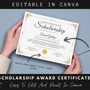 8 Scholarship Award Templates, Canva Template, Editable School Award ...