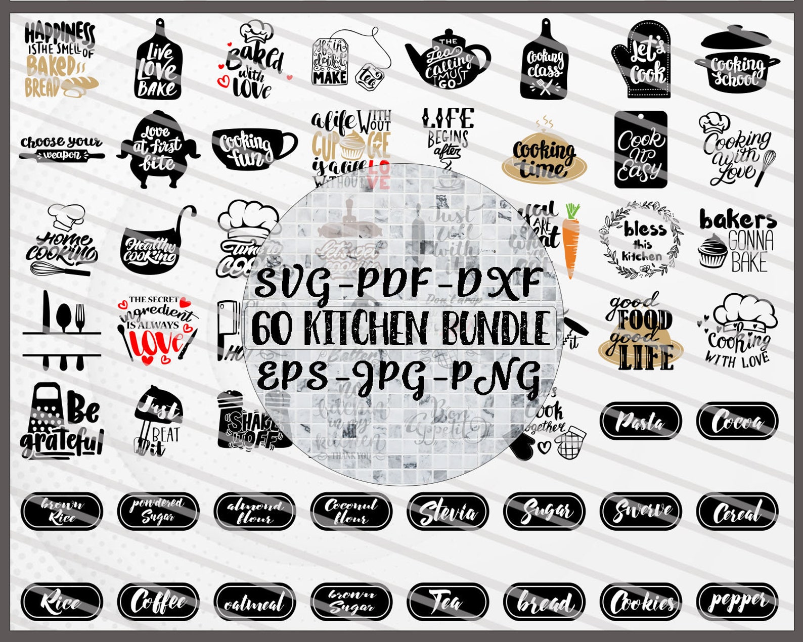 Kitchen Svg Bundle Kitchen Quote Cut File Svg Quotes Chef | Etsy