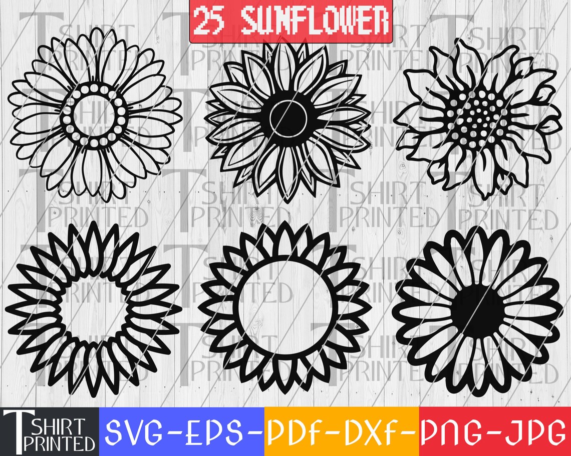 Sunflower Svg Flower Svg Half Sunflower Svg Sunflower - Etsy