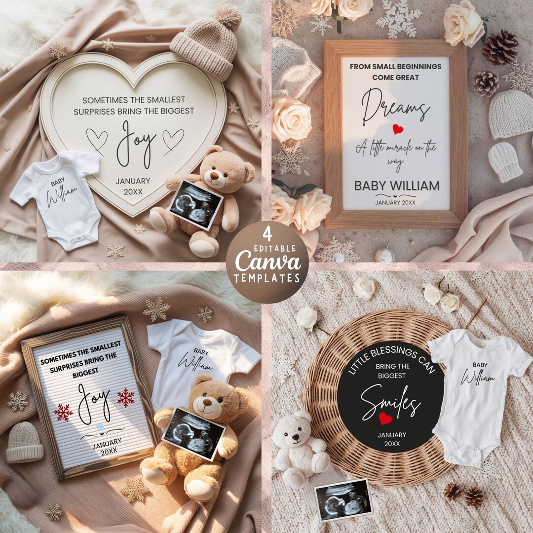 Winter Baby Announcement Template | January 2026 Reveal (digital ...