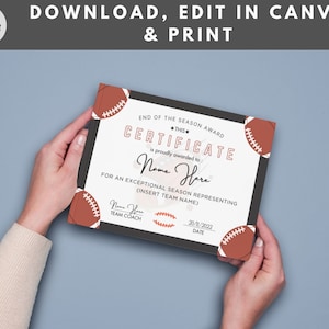 23 American Football Certificates, Canva Template, Editable American ...