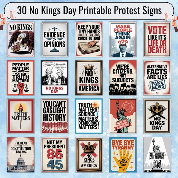 Printable No Kings Signs - Etsy