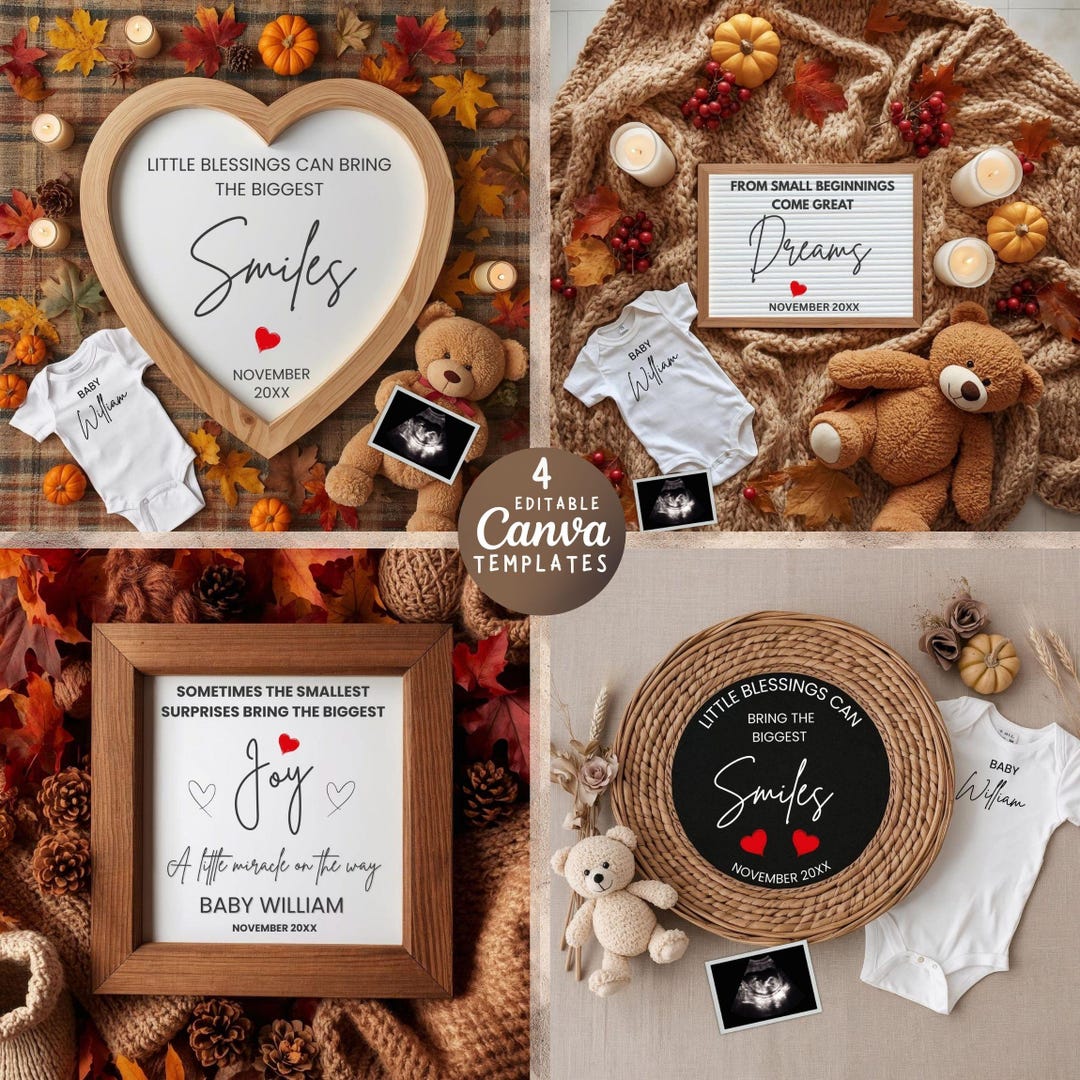 November 2026 Pregnancy Announcement Template | Editable Canva Baby ...