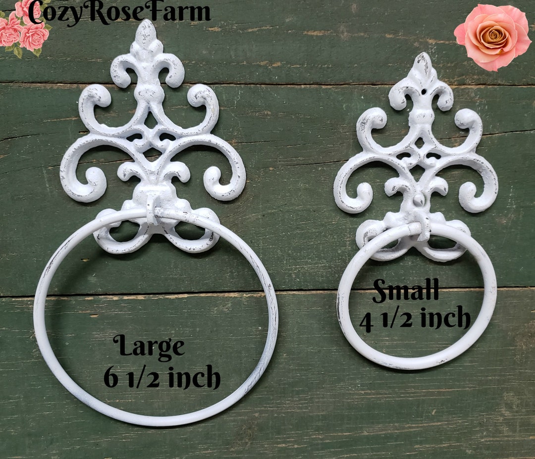 Fleur De Lis Towel Rings, Shabby Chic Cast Iron Towel Rings and TP ...