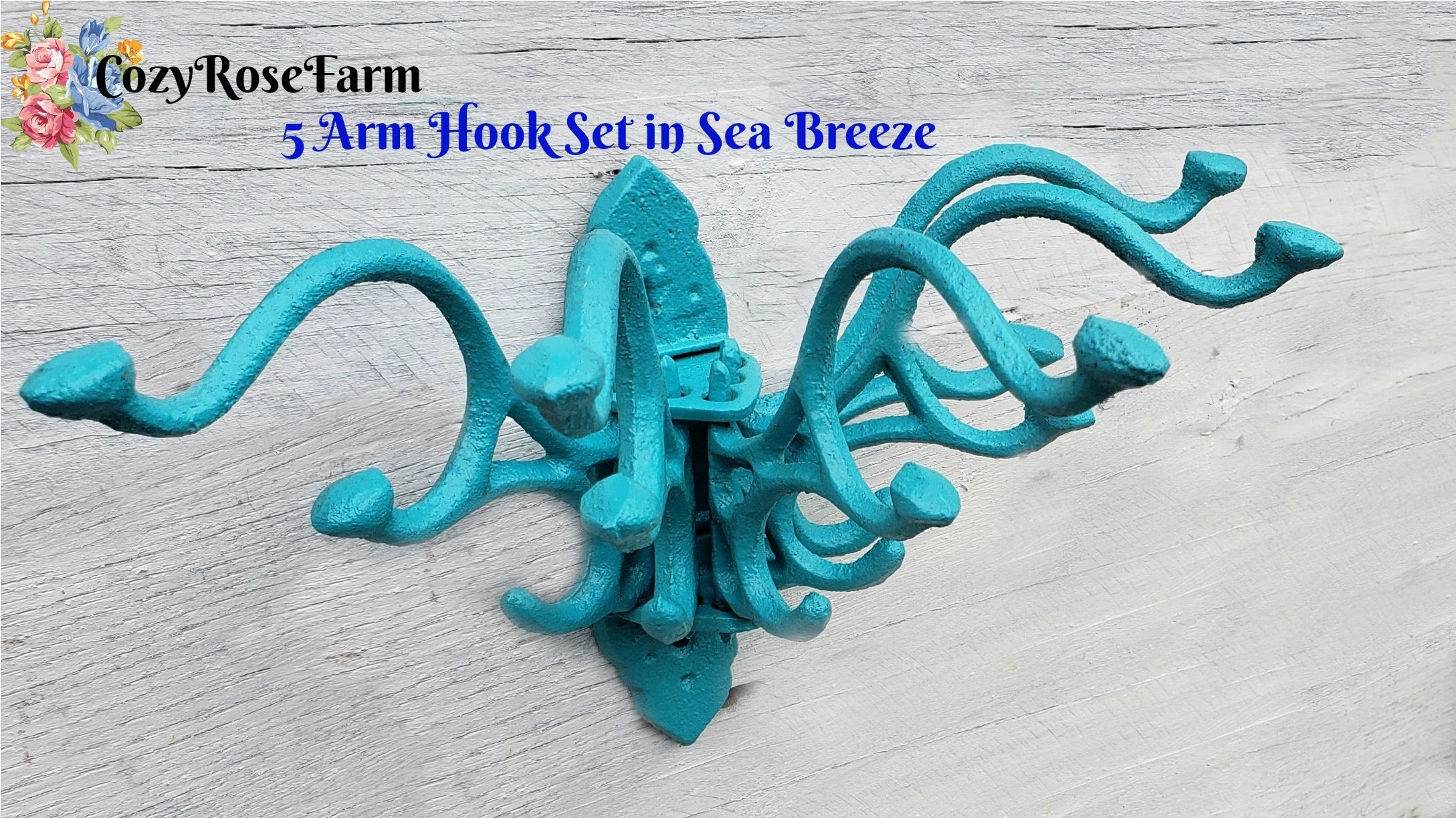 Five Arm Hook Shabby Chic Cast Iron 5 Arm Hook - Etsy
