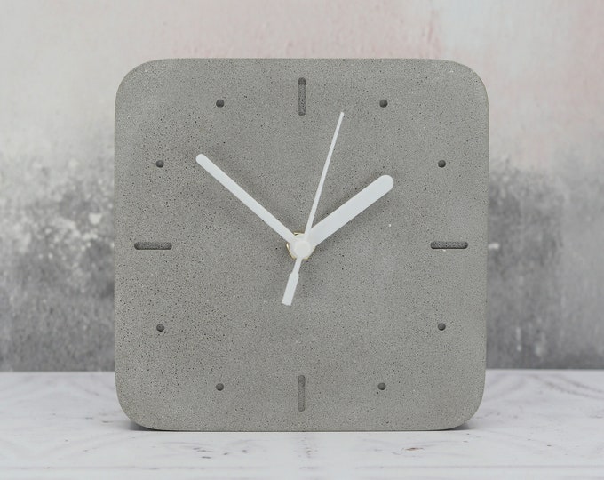 Square Concrete Clock Modern Mantel Clock Jesmonite Clock | Etsy