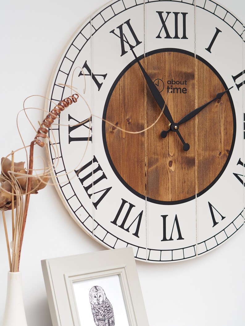 Wooden Wall Clock Large Wall Clock Farmhouse Kitchen Clock | Etsy
