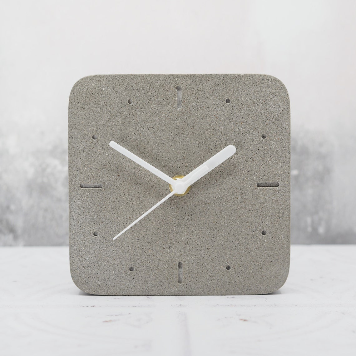 Square Concrete Clock Modern Mantel Clock Jesmonite Clock | Etsy