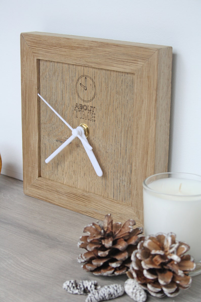 Square Wooden Clock Upcycled Square Oak Clock Reclaimed Wood - Etsy UK