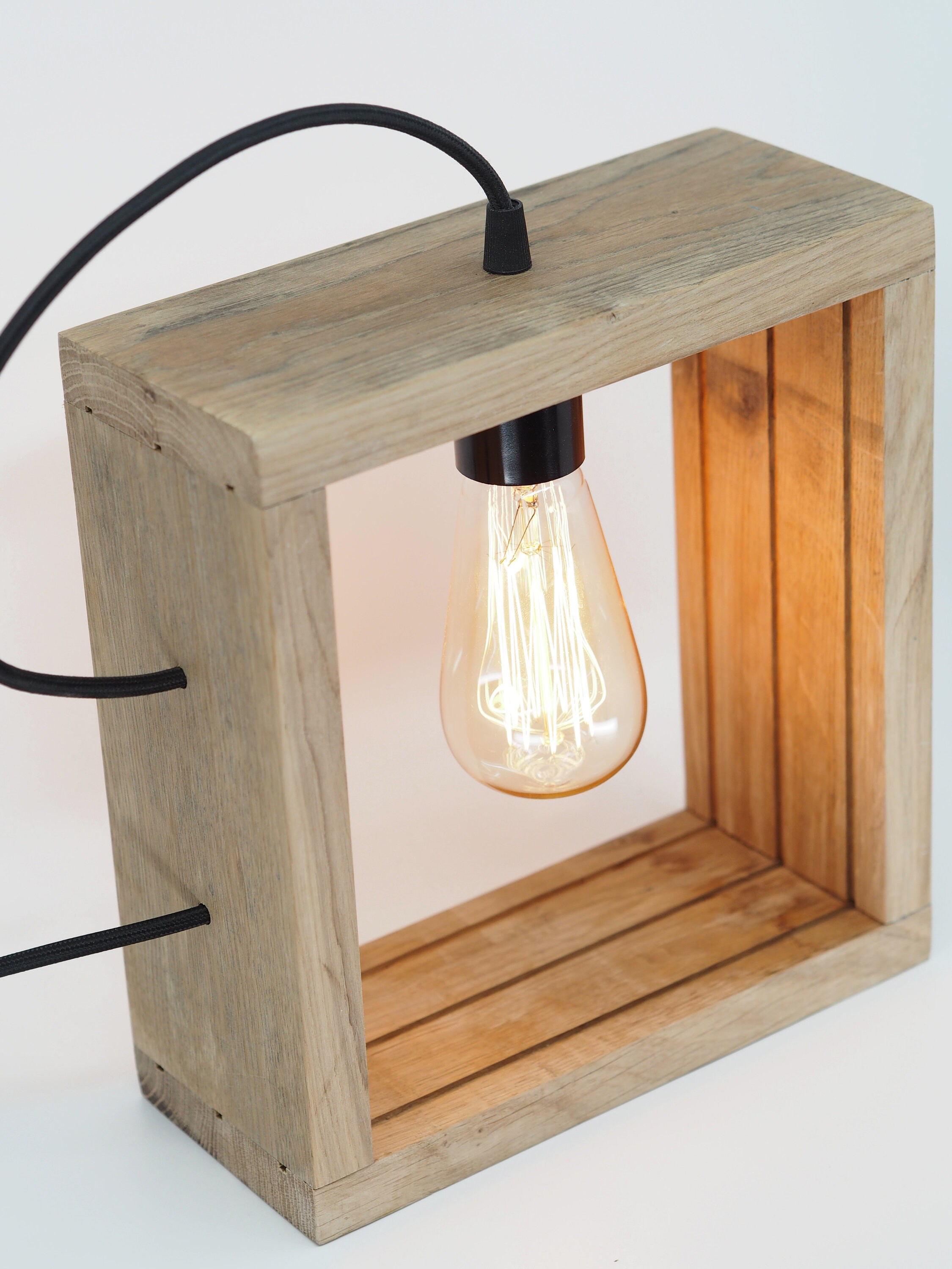 Reclaimed Oak Edison Lamp Urban Chic Lighting Edison Bulb - Etsy