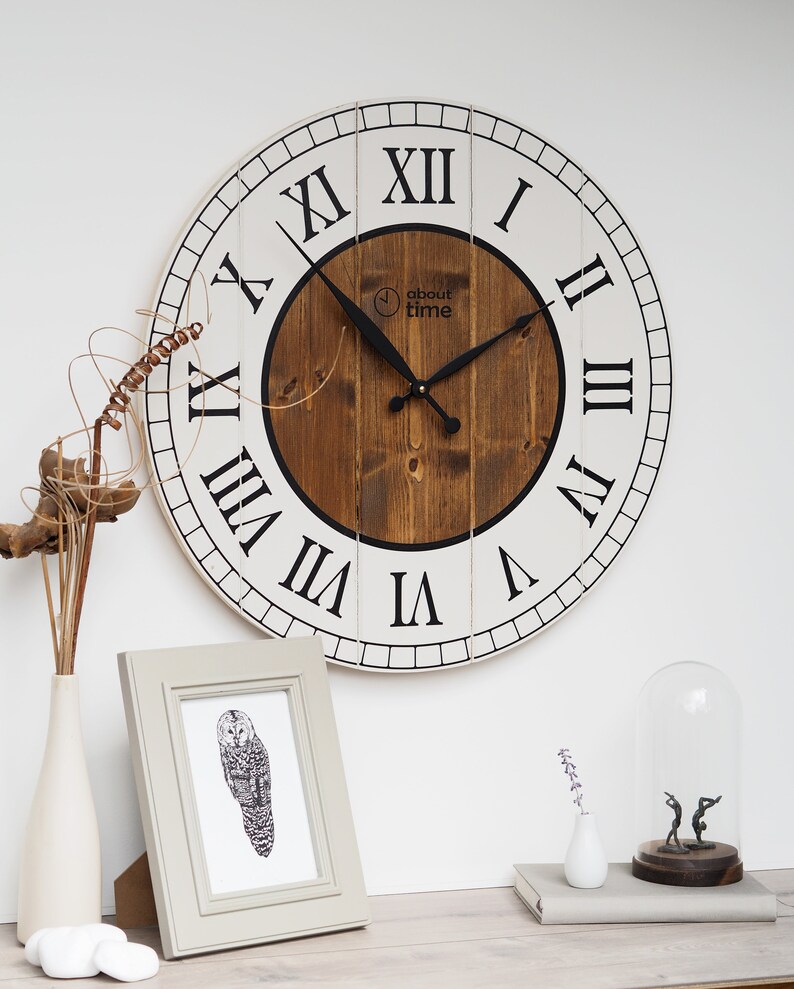 Wooden Wall Clock Large Wall Clock Farmhouse Kitchen Clock - Etsy