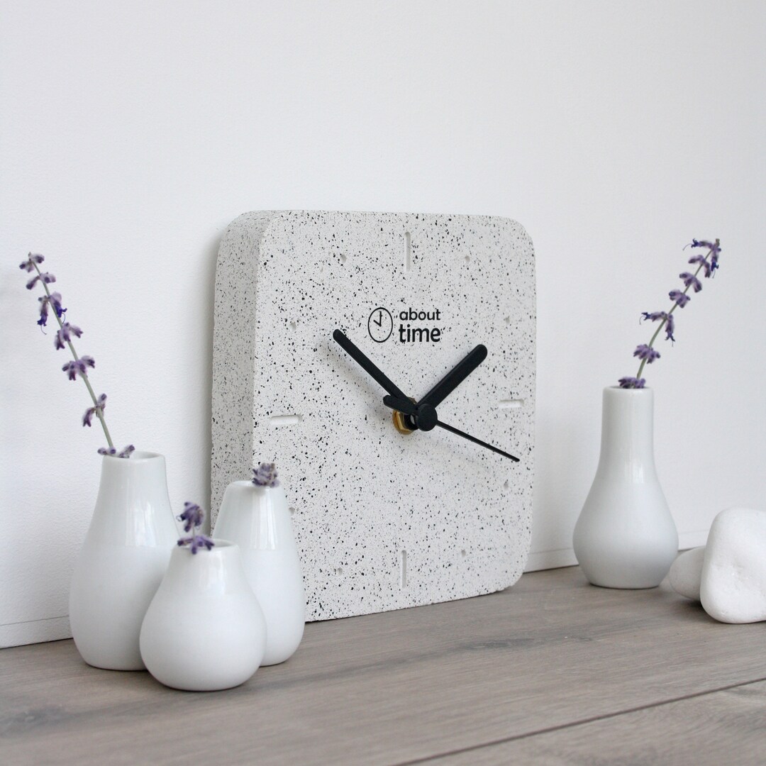Desk Clock, Modern Mantle Clock, Jesmonite Clock, Minimal Design Clock ...