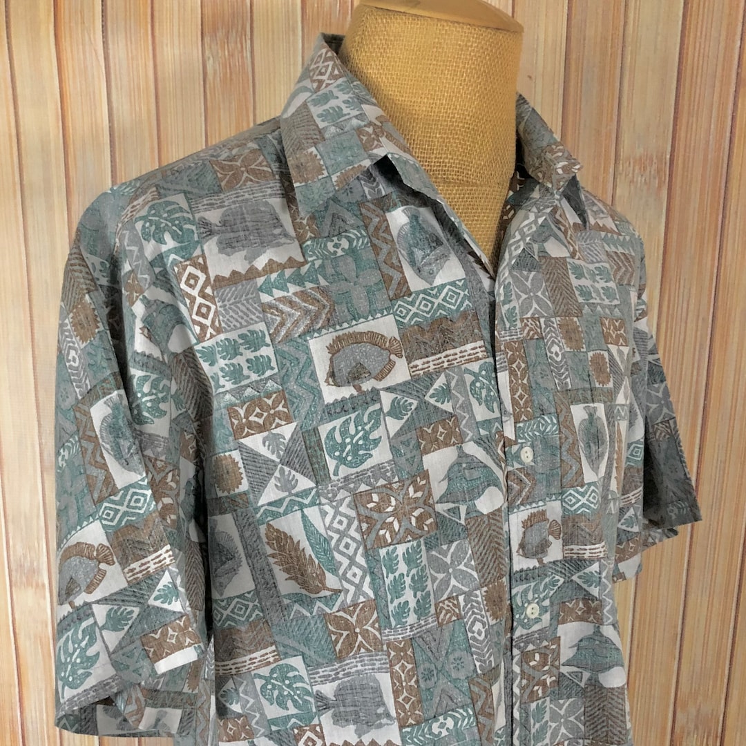 Vintage Aloha Shirt Reverse Print With Tapa Style and - Etsy