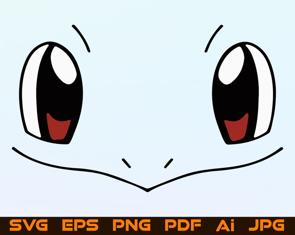 Squirtle Pokemon Face Svg Squirtle Eyes Svg Smile Clipart Cut Etsy