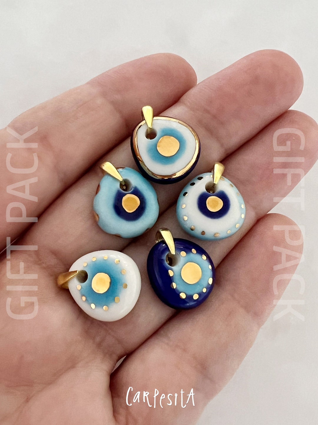 5 Pcs Gift Bundle, Porcelain Evil Eyes, Evil Eye Gift Pack, Amulet ...