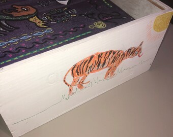 Roaring Tiger Box: Wood Burned and Painted Unique Home Decor - Etsy