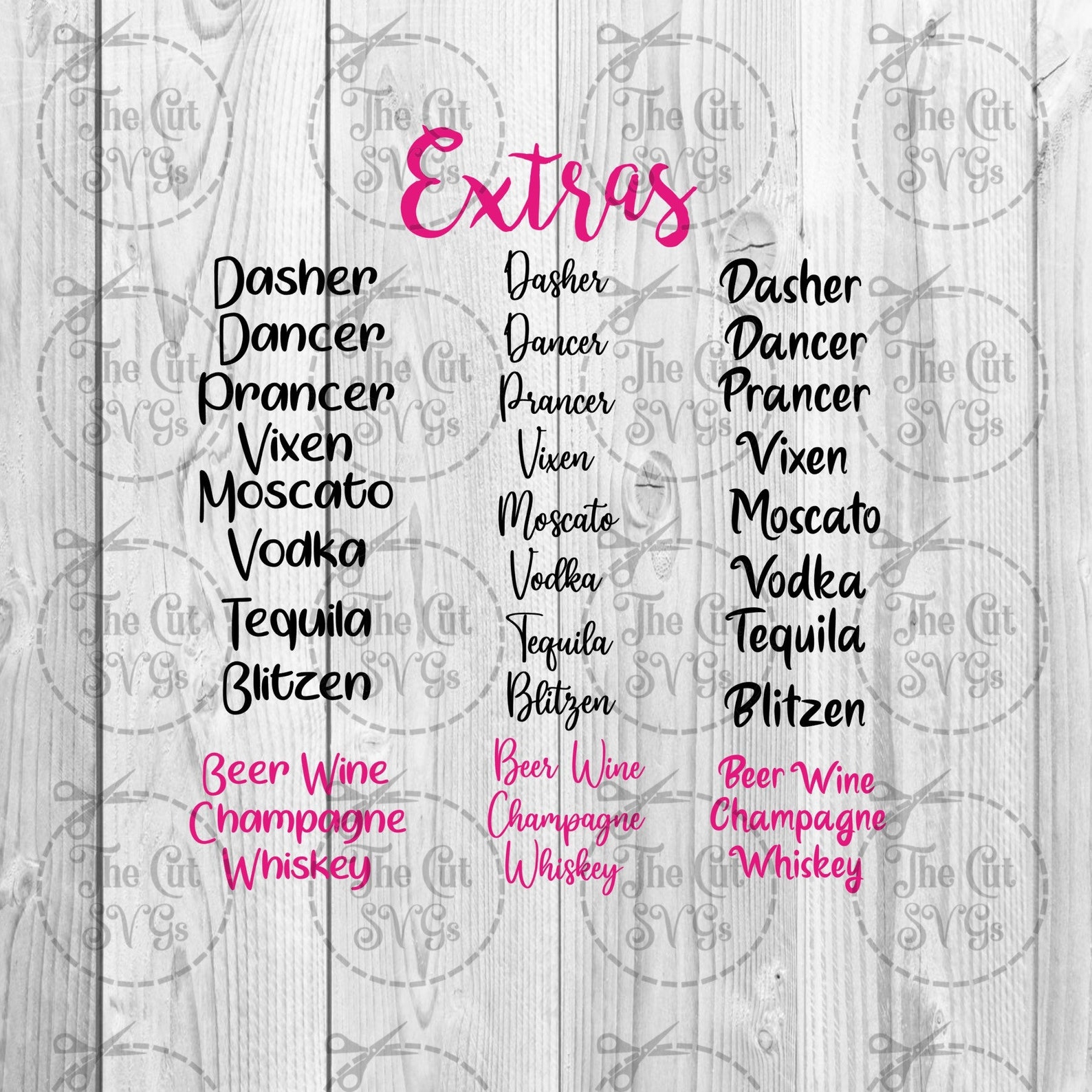 Reindeer Names Svg, Reindeer Alcohol SVG, Christmas SVG, Holiday Party ...